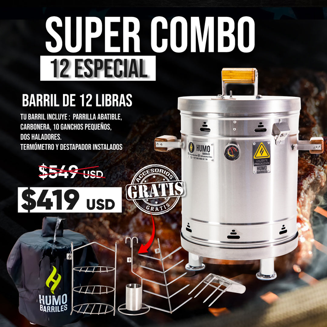 Humo Barriles Estados Unidos USA - Barril Asador 12 Libras Super Combo – Humo Barriles USA